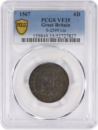 1567 Great Britain 6 Pence S-2599 VF35 PCGS