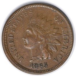 1865/1865 Indian Cent Fancy 5 Rotated Reverse S-9 Choice AU Uncertified ...
