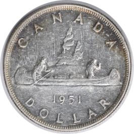 1951 Canada 1 Dollar 3L KM46 AU Uncertified