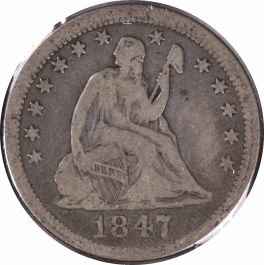 1847 Liberty Seated Silver Quarter DDR FS-801 Choice VG Uncertified