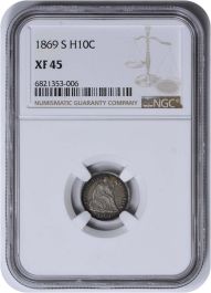 1869-S Liberty Seated Silver Half Dime EF45 NGC