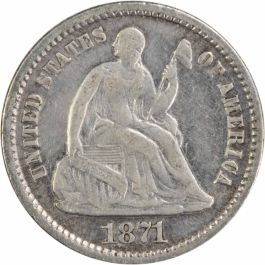 1871 Liberty Seated Silver Half Dime EF Uncertified #307