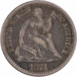 1871 Liberty Seated Silver Half Dime EF Uncertified #313