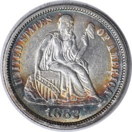 1882 Liberty Seated Silver Dime MS60 Uncertified