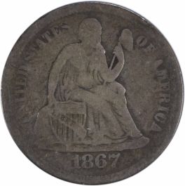 1867-S Liberty Seated Silver Dime F Uncertified #137