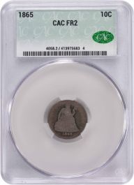1865 Liberty Seated Silver Dime FR02 CACG