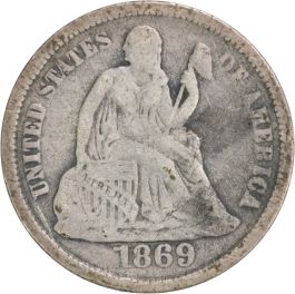 1869-S Liberty Seated Silver Dime F Uncertified #828