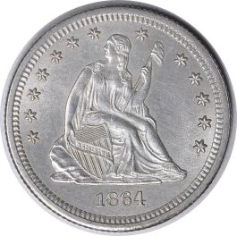 1864-S Liberty Seated Quarter MS63 Uncertified #307
