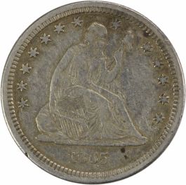 1865-S Liberty Seated Silver Quarter VF Uncertified