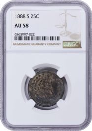 1888-S Liberty Seated Silver Quarter AU58 NGC