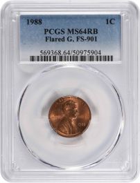 1988 Lincoln Cent Flared G FS-901 MS64RB PCGS