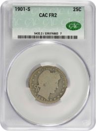 1901-S Barber Silver Quarter FR02 CACG