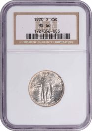 1920-D Standing Liberty Silver Quarter MS66 NGC