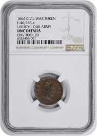 1864 Civil War Token Liberty - Our Army 46/335a Genuine (Obv Tooled-UNC ...