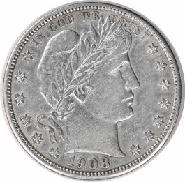 1908 Barber Silver Half Dollar EF Uncertified #1056
