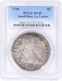 1796 Bust Silver Dollar Small Date Large Letters EF45 PCGS