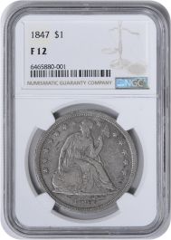 1847 Liberty Seated Silver Dollar F12 NGC