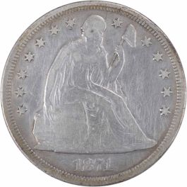 1871 Liberty Seated Silver Dollar VG Uncertified #850