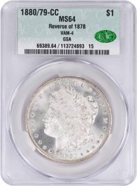 1880/79-CC Morgan Silver Dollar Reverse of 1878 MS64 CACG