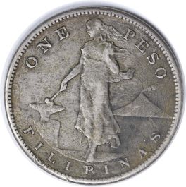 1908-S Philippines 1 Peso KM172 VF Uncertified