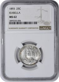 1893 Isabella Commemorative Silver Quarter MS62 NGC