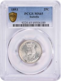 1893 Isabella Commemorative Silver Quarter MS65 PCGS