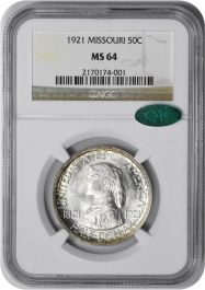 Missouri Commemorative Half Dollar 1921 MS64 NGC (CAC)