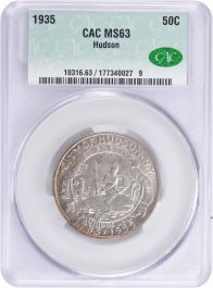 Hudson Commemorative Silver Half Dollar 1935 MS63 CACG