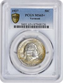Vermont Commemorative Silver Half Dollar 1927 MS65+ PCGS