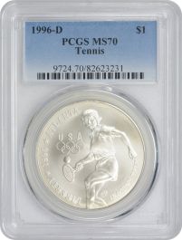 1996-D Tennis Commemorative Silver Dollar MS70 PCGS