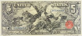 1998 $5 Silver Certificate Educational Tim Prusmack Art Note (Signed ...
