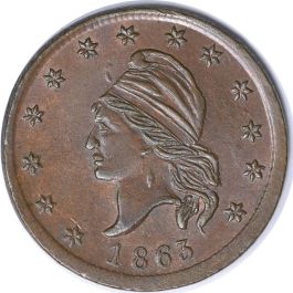 1863 Civil War Token French Liberty Patriotic 17/388 AU58 Uncertified